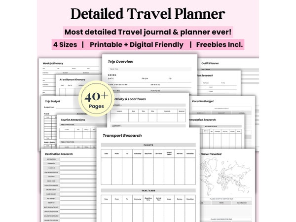 Editable Travel Research Printable Car Rental Template Flight Planner ...