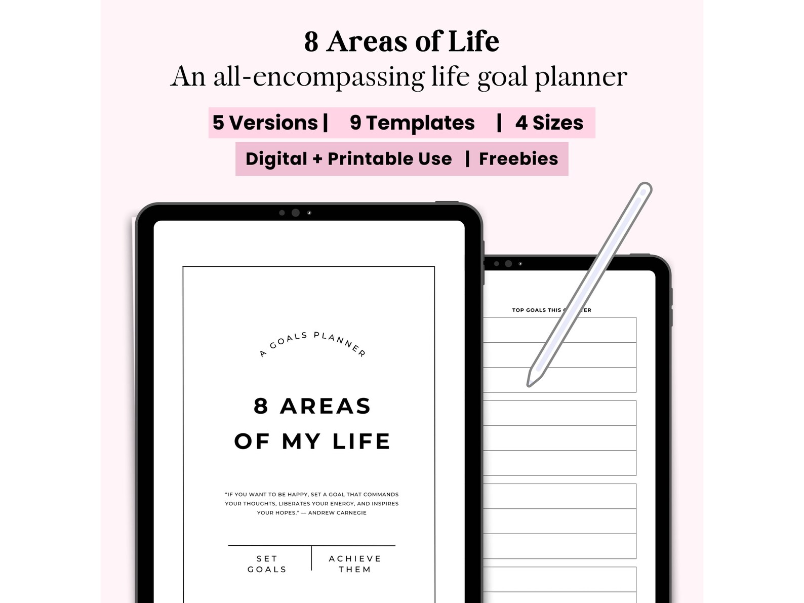 8 Areas of Life Planner Printable, Life Goals Planner, Goal Setting ...