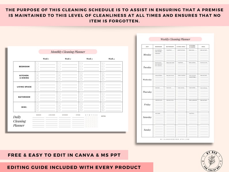 Cleaning Printable Bundle Cleaning Schedules Weekly - Etsy