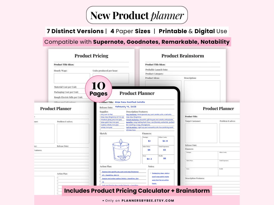New Product Planner, Product Planning Template Digital Printable ...