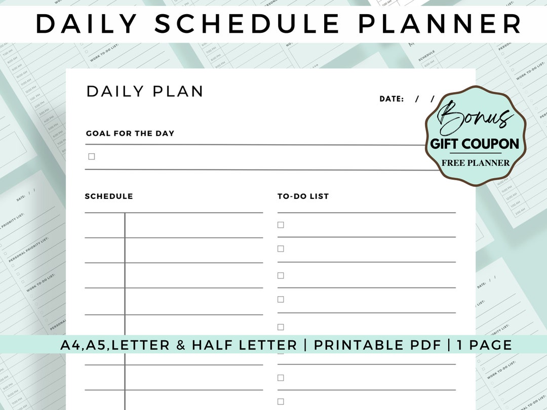 Daily Schedule, Daily Schedule Planner, Daily Task Planner ...