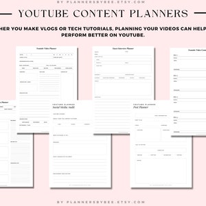Youtube Content Creator Planner Youtube Planner Social Media Video Vlog ...