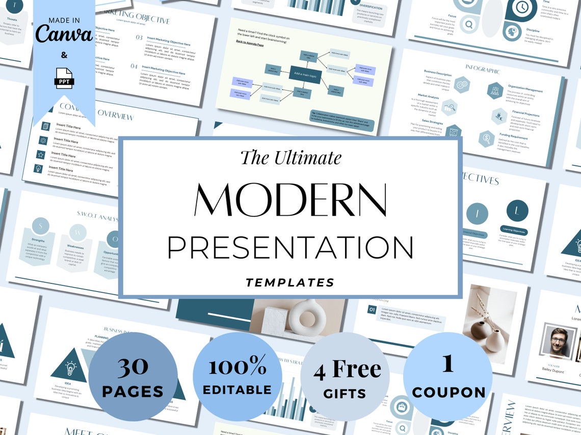 Minimal Modern Powerpoint Presentation Template Dark Blue - Etsy