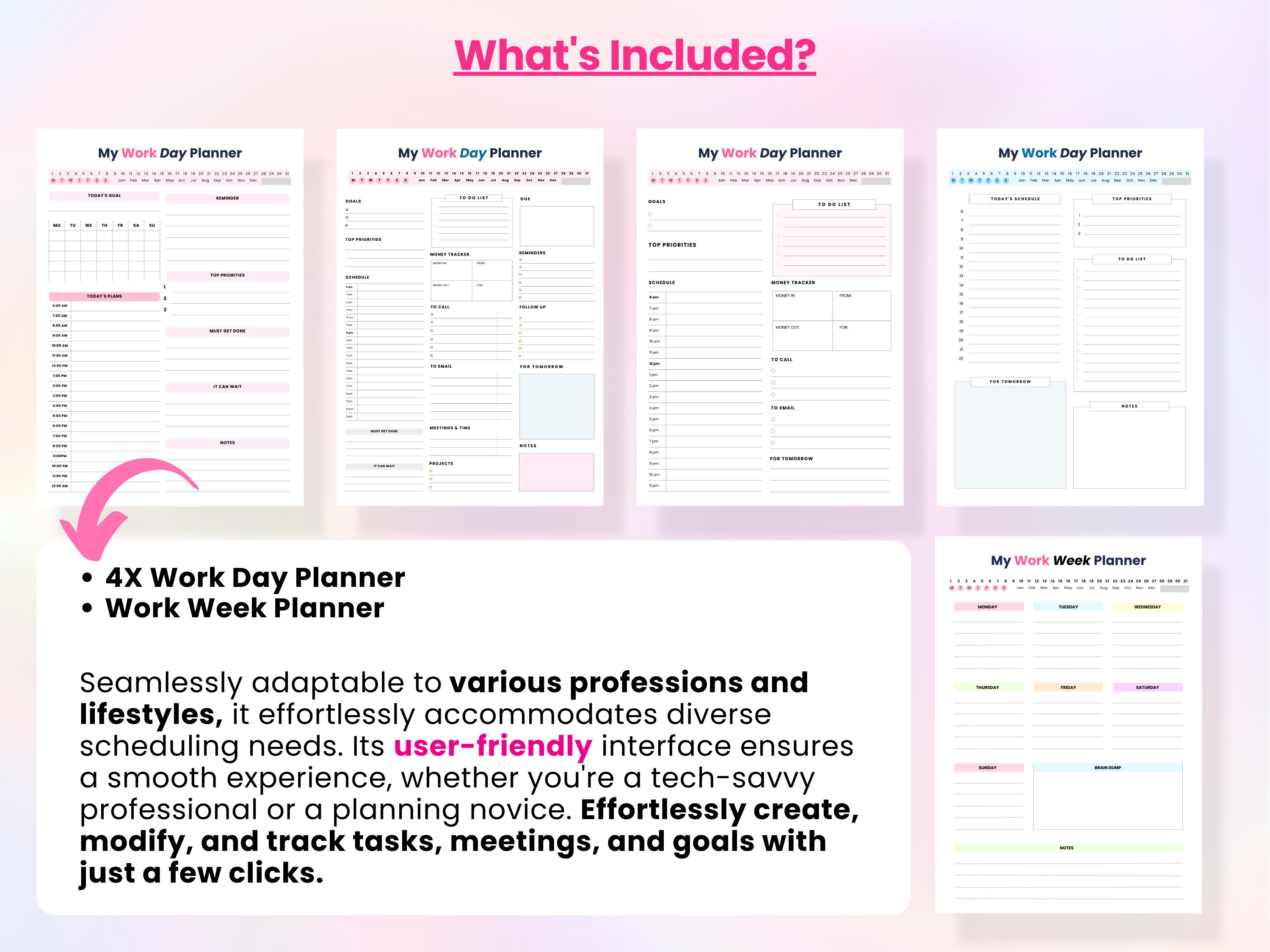 Work Day Productivity Planner ADHD Work Office Organizer - Etsy