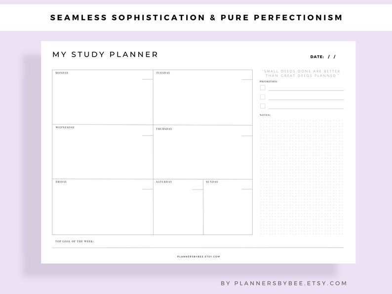 Weekly Student Planner Printable Study Planner Study | Etsy
