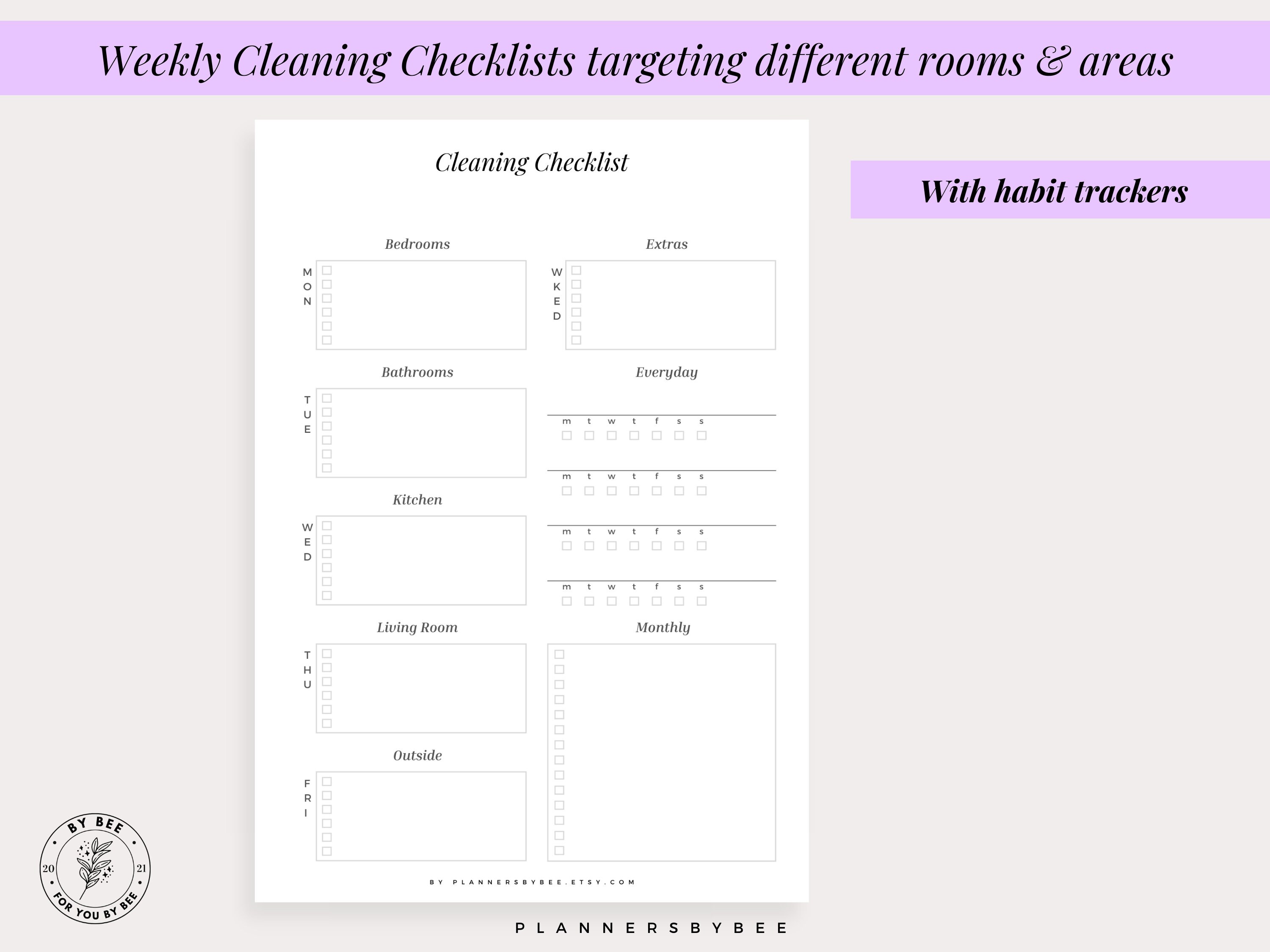 EDITABLE Cleaning Planner EDITABLE Cleaning Checklistsimple - Etsy