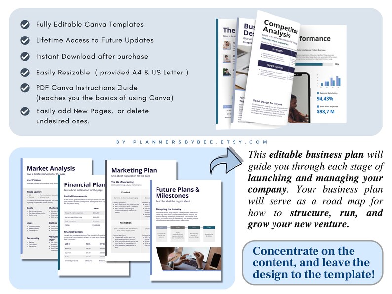 Small Business Plan Template Printable Online Business Plan - Etsy