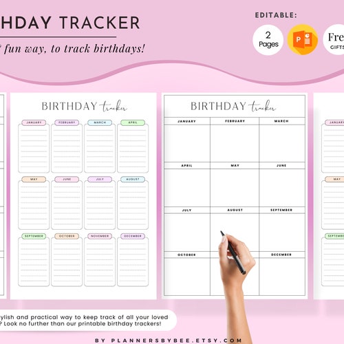 Printable Birthday Tracker Editable Birthday Planner - Etsy