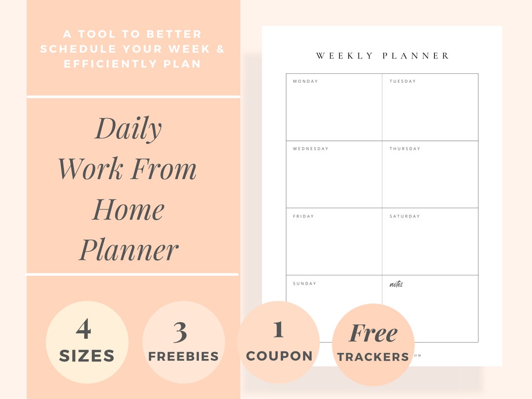 Work From Home Weekly Planner, Weekly Planner Printable Week to Do List ...