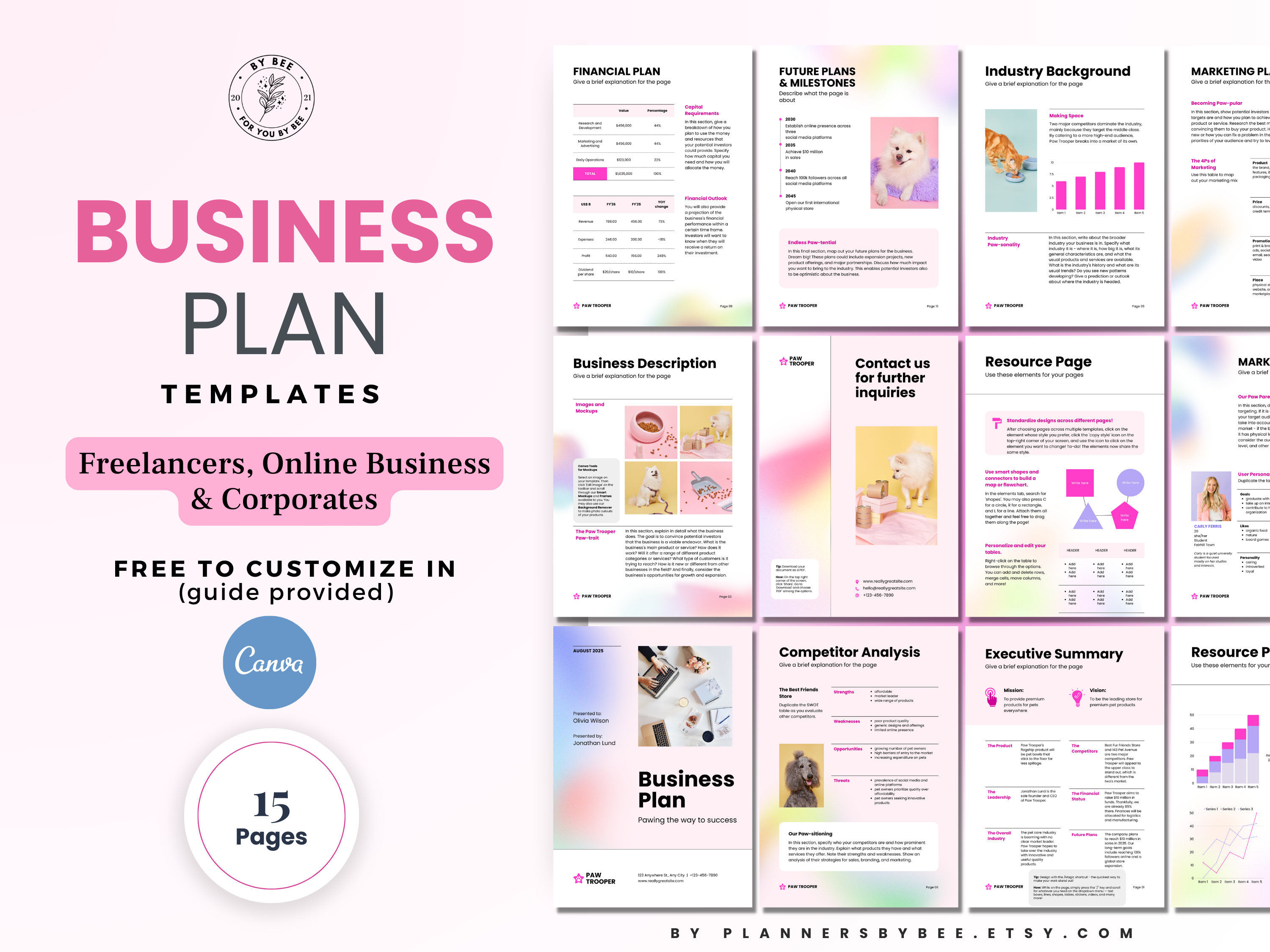 Small Business Plan Printable Template Editable Business - Etsy