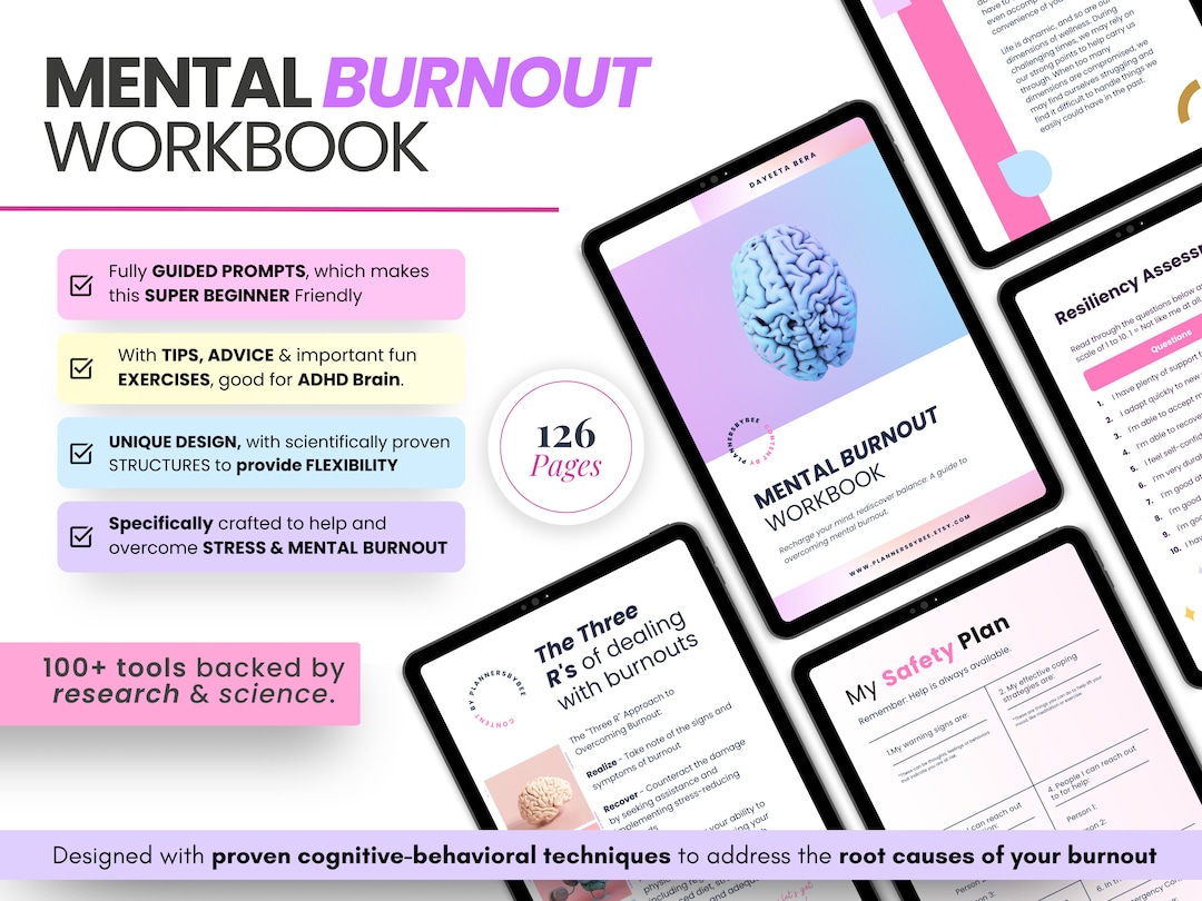Mental Burnout Workbook Stress Management Emotional Stress - Etsy