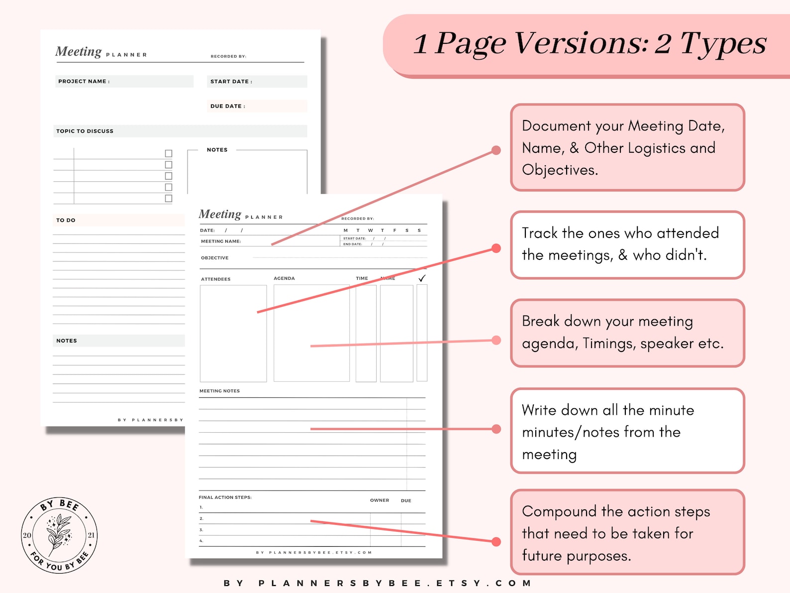 Meeting Notes Template Meeting Agenda Printable Editable - Etsy