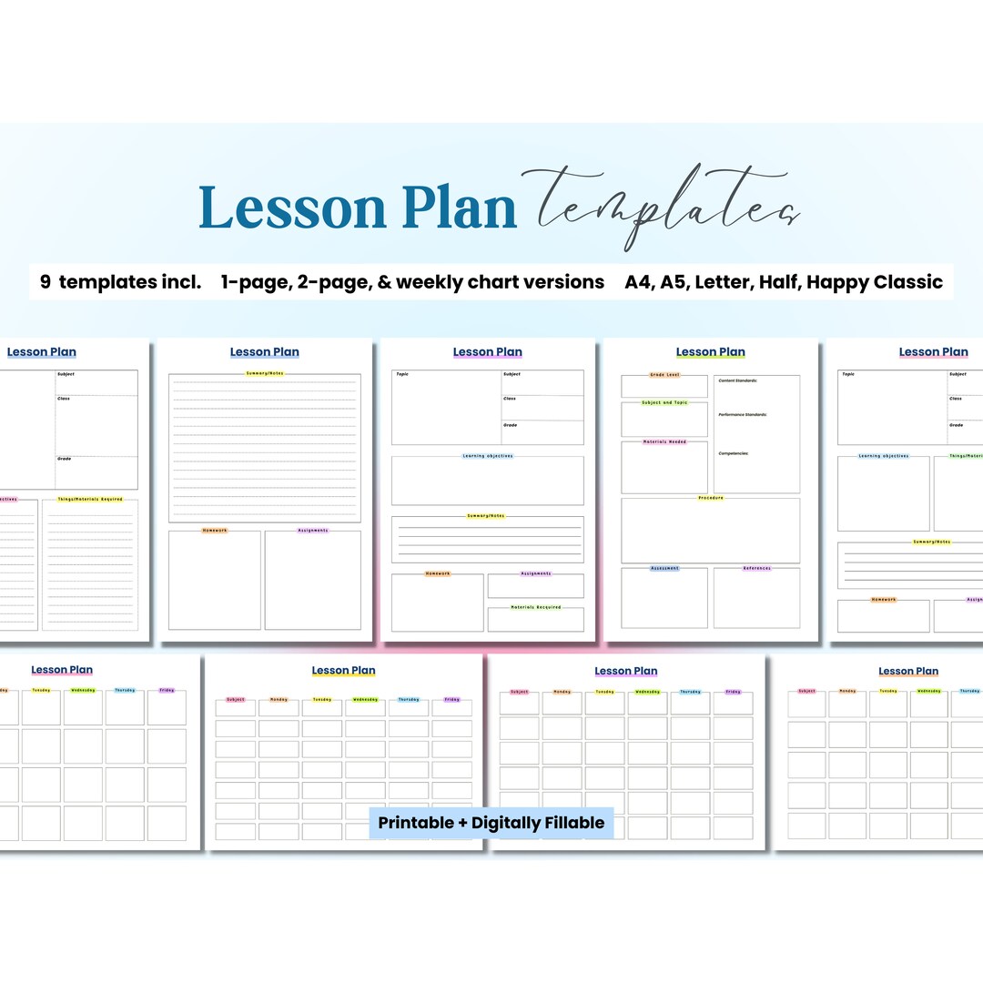 Lesson Plan Template, Lesson Planner Printable, Homeschool Teacher ...
