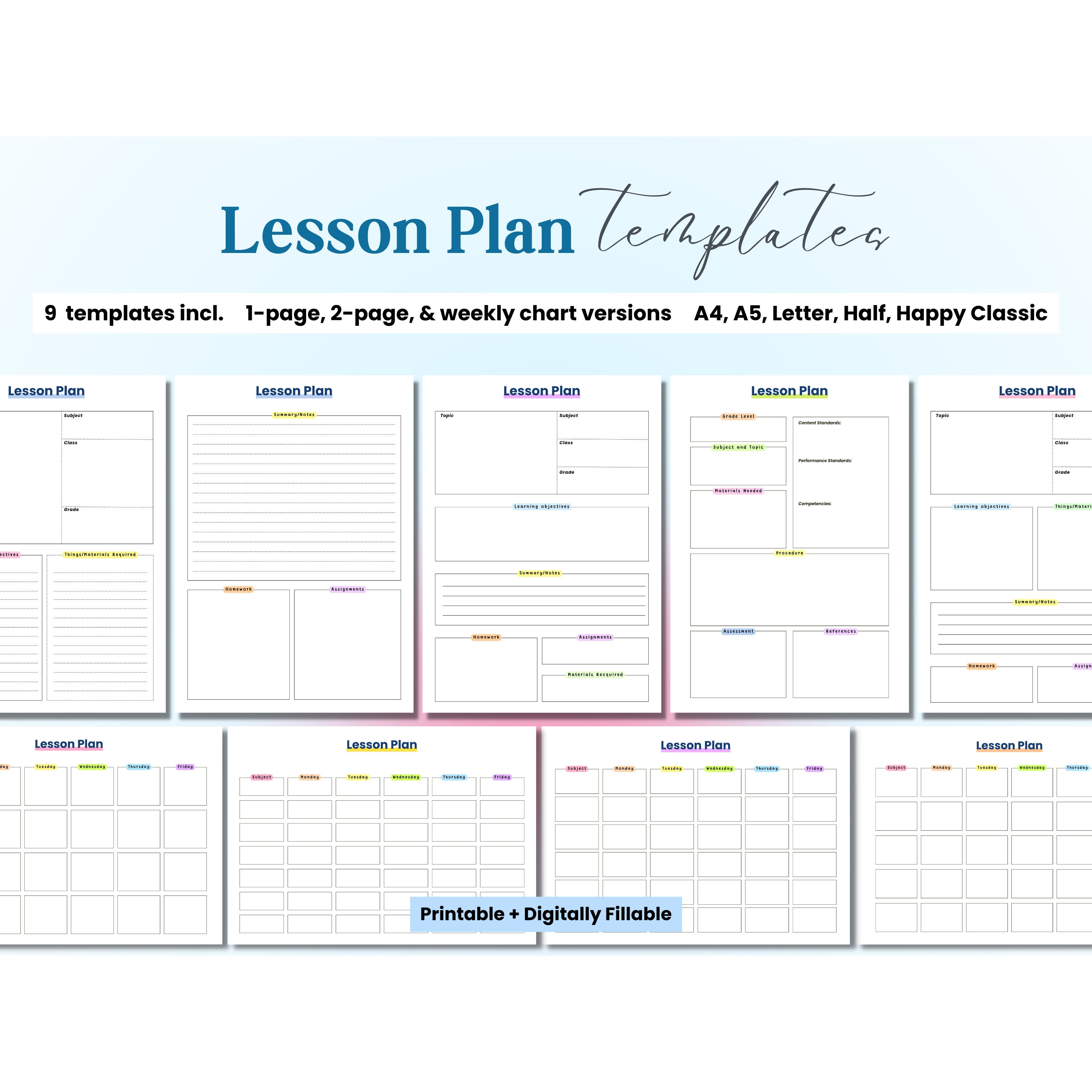 Lesson Plan Template, Lesson Planner Printable, Homeschool Teacher ...