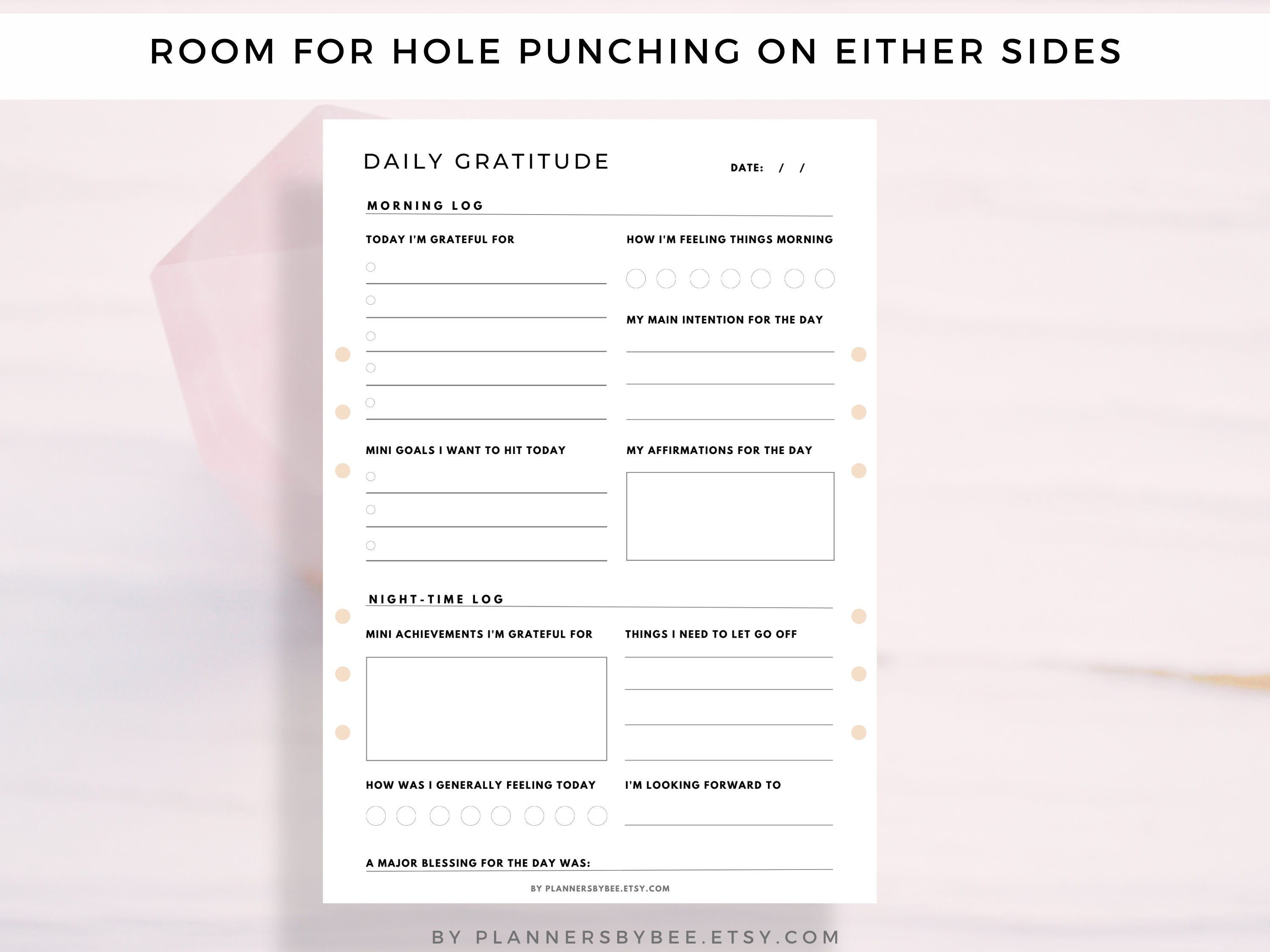 Daily Gratitude Journal Daily Reflection Template Self Care - Etsy