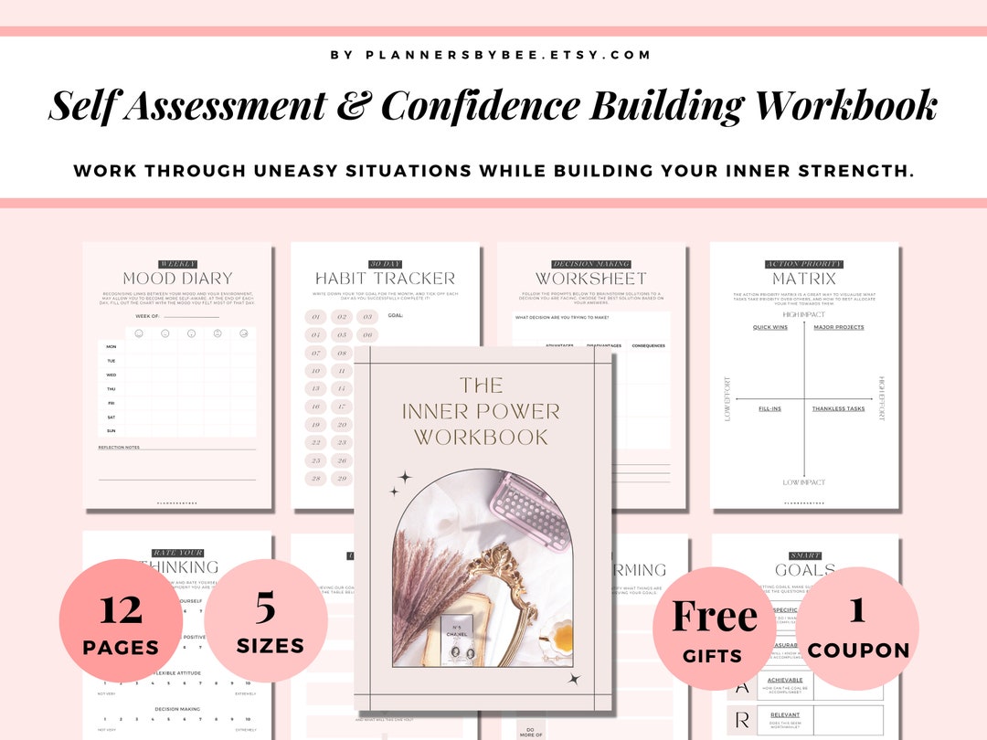 Self Esteem Workbook Self Care Productivity Self Confidence Wellness ...