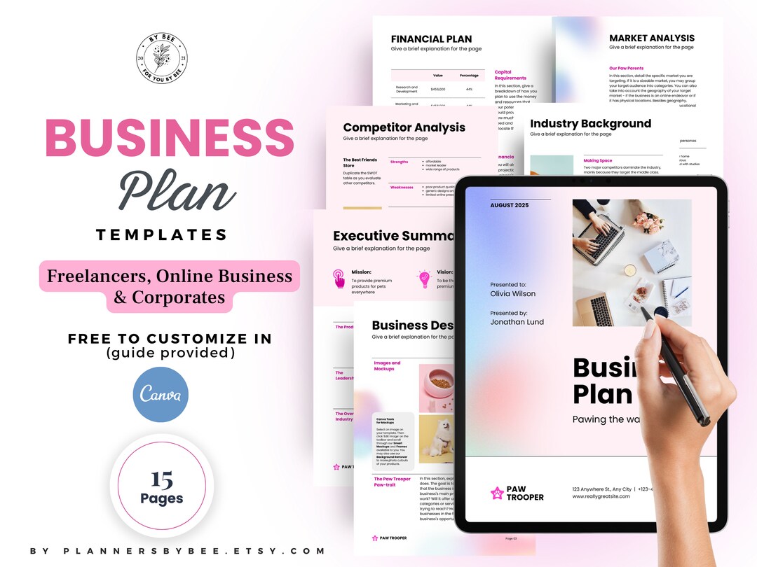 Editable Online Business Plan, Business Plan Template, Canva Template ...