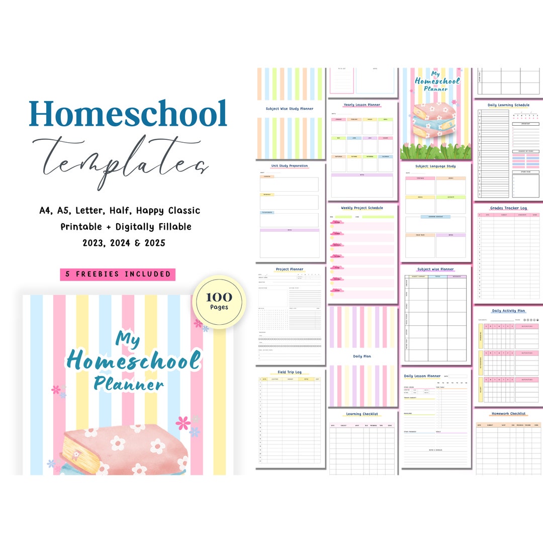 100 Homeschool Planner Pages, Homeschool Planner BUNDLE, Printable ...