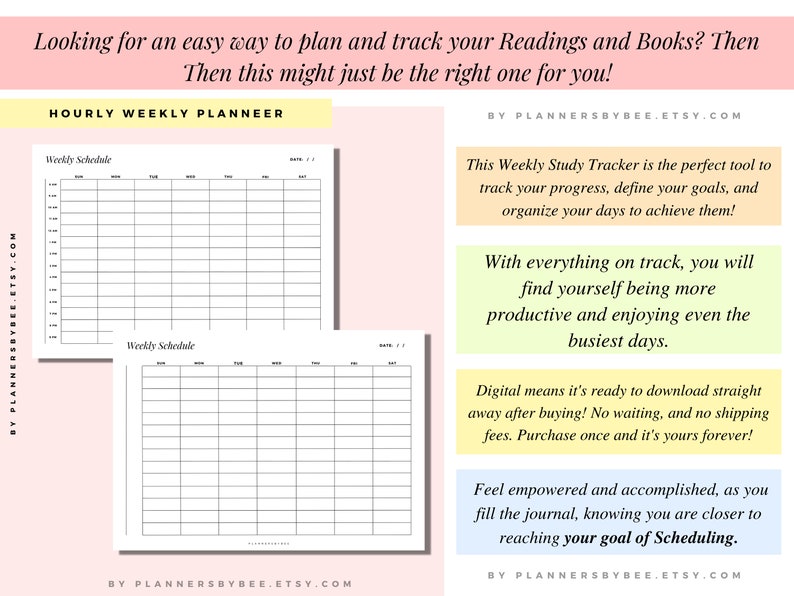 Week at a Glance Weekly Study Planner Printable Simple - Etsy