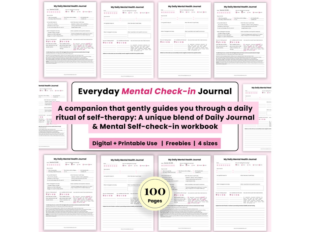 Mental Health Therapy, Daily Mental Health Check in Journal, Counsellor ...