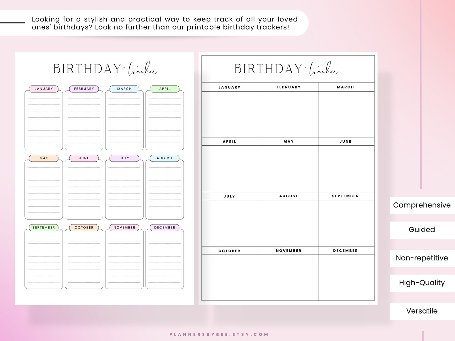 Birthday Tracker Printable Template Editable Birthday - Etsy