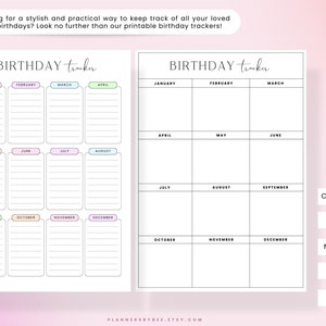 Birthday Tracker Printable Template Digital Birthday Planner - Etsy