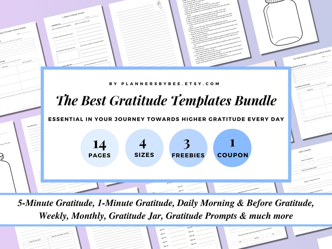 Gratitude Journal Printable Mindful Watercolor Self-care | Etsy