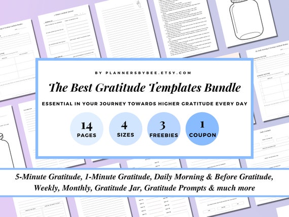 Gratitude Journal Printable Mindful Watercolor Self-care | Etsy