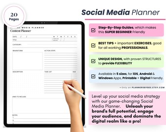 Printable Social Media Content Planner, Social Media Planner Printable ...