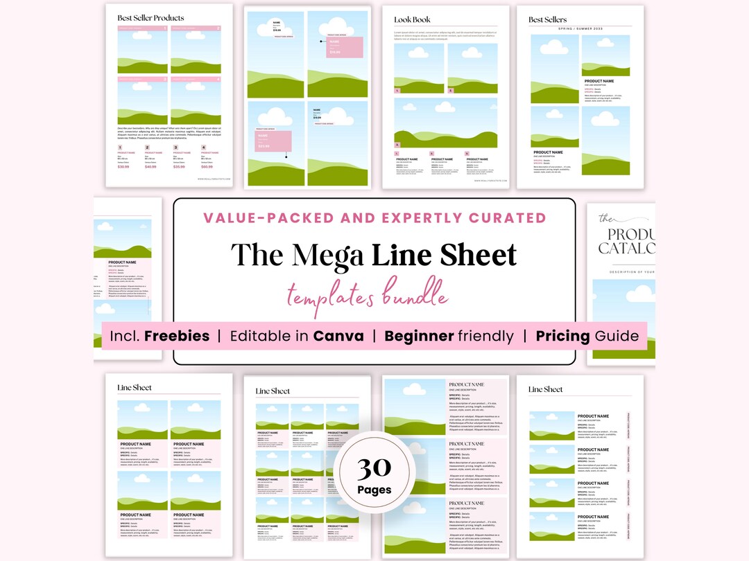 Line Sheet Template Canva Product Sales Sheet Catalog Services ...