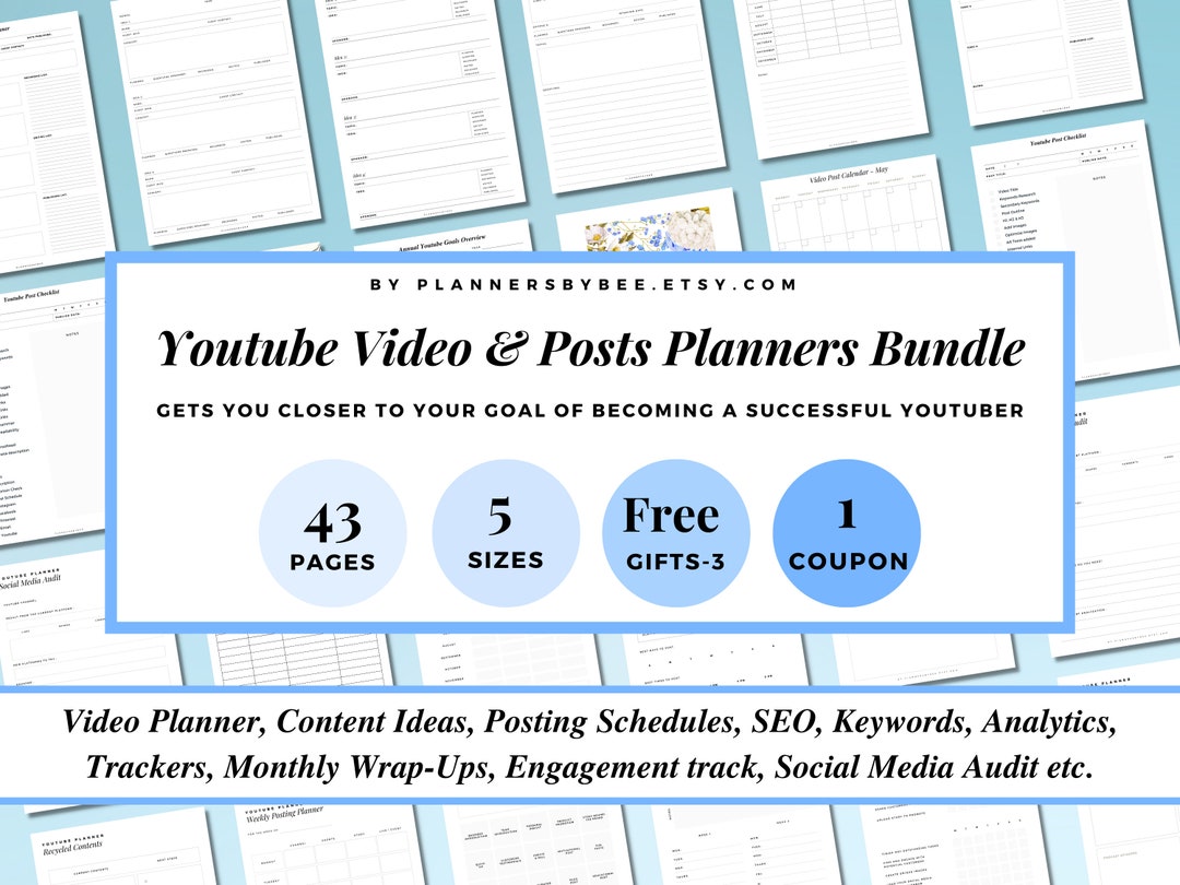 Youtuber Vlog Tracker Content Creator Ideas Planner Youtube Planner ...