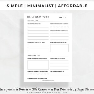 Daily Gratitude Journal, Daily Reflection Template, Self Care ...