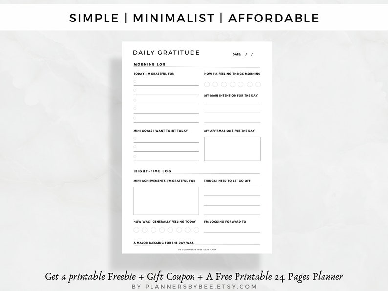 Daily Gratitude Journal Daily Reflection Template Self Care - Etsy