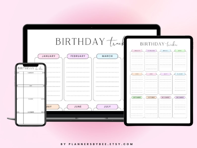 Birthday Tracker Printable Template Editable Birthday - Etsy