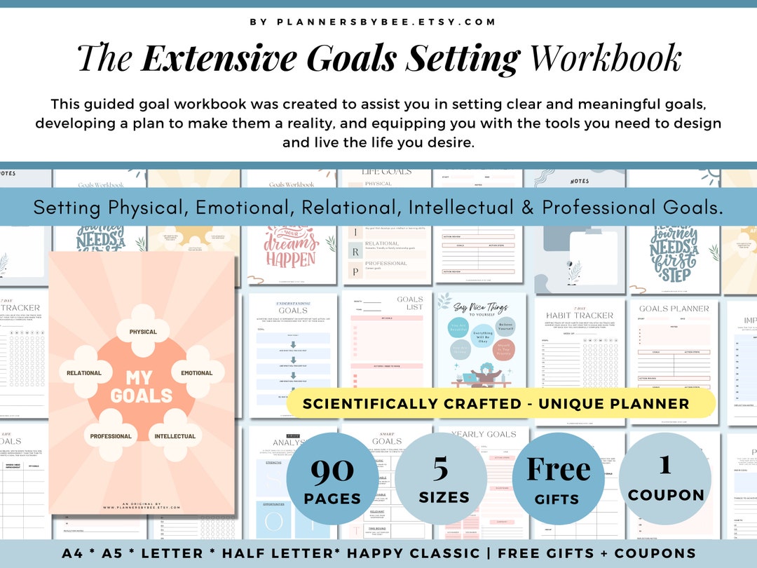 Goals Planner, Goal Setting Workbook, 2025 Yearly Goals Planner Daily ...