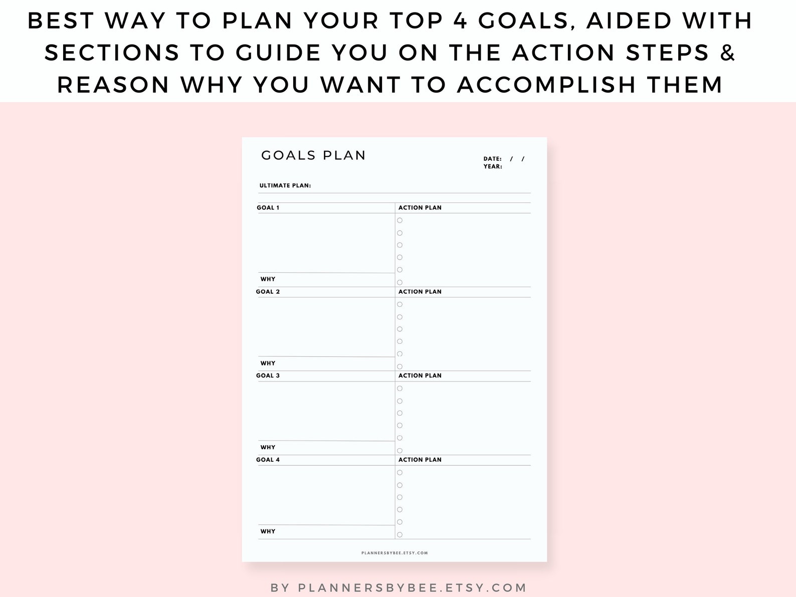 Top 4 Yearly Goals Planner, Goal Setting, Goal Planning, Productivity ...