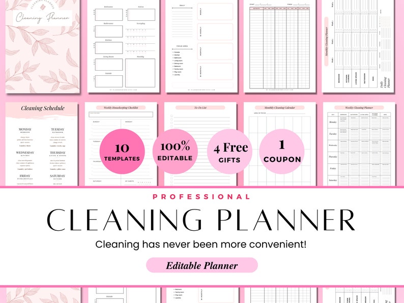Editable Cleaning Schedule Printable Weekly Monthly Yearly - Etsy