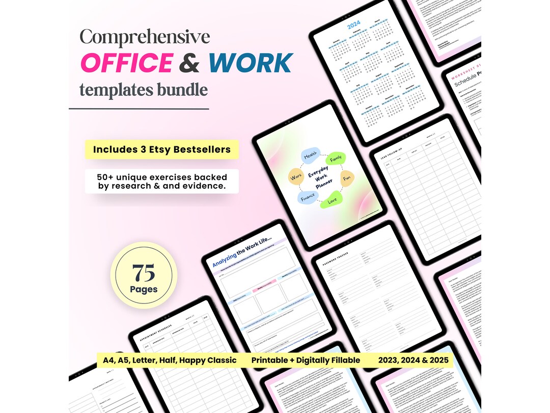 Work Planner Template, Work Organizer, Office Schedule, Business Task ...