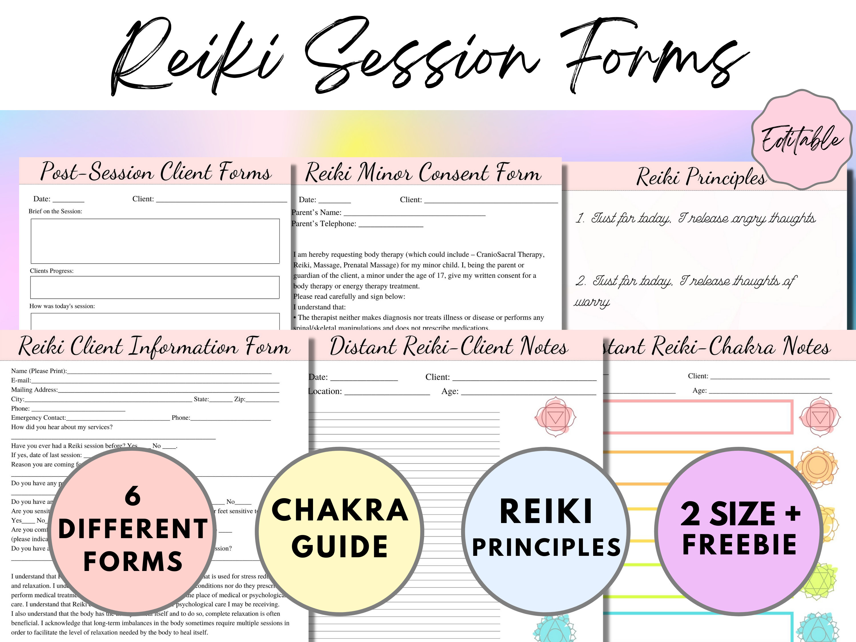 Reiki Session Form Bundle, Reiki Post-session Form Bundle, Reiki Post ...