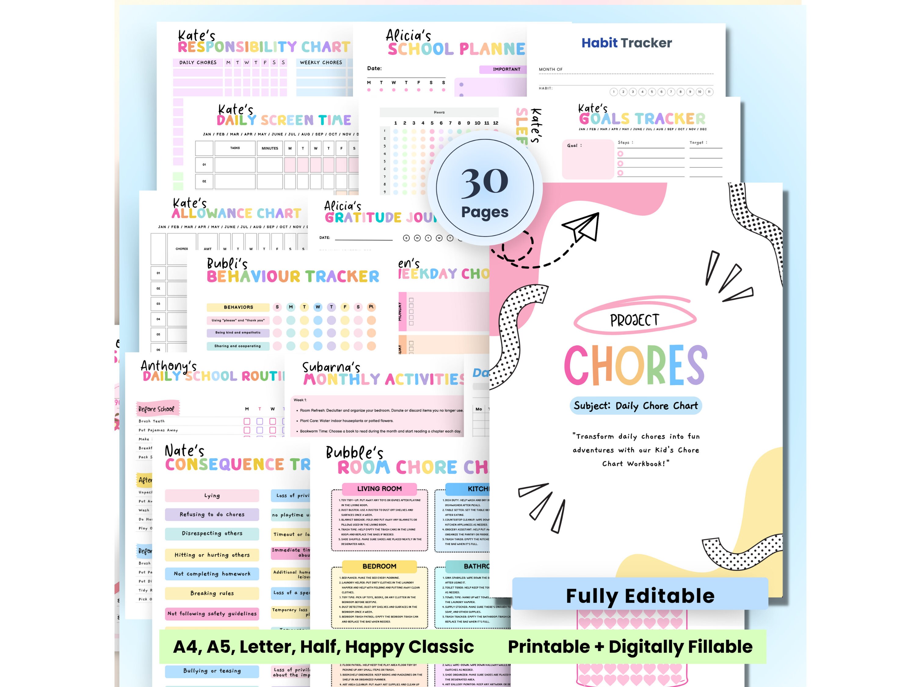 Editable Chore Chart Chore Chart for Kids Screen Time - Etsy UK