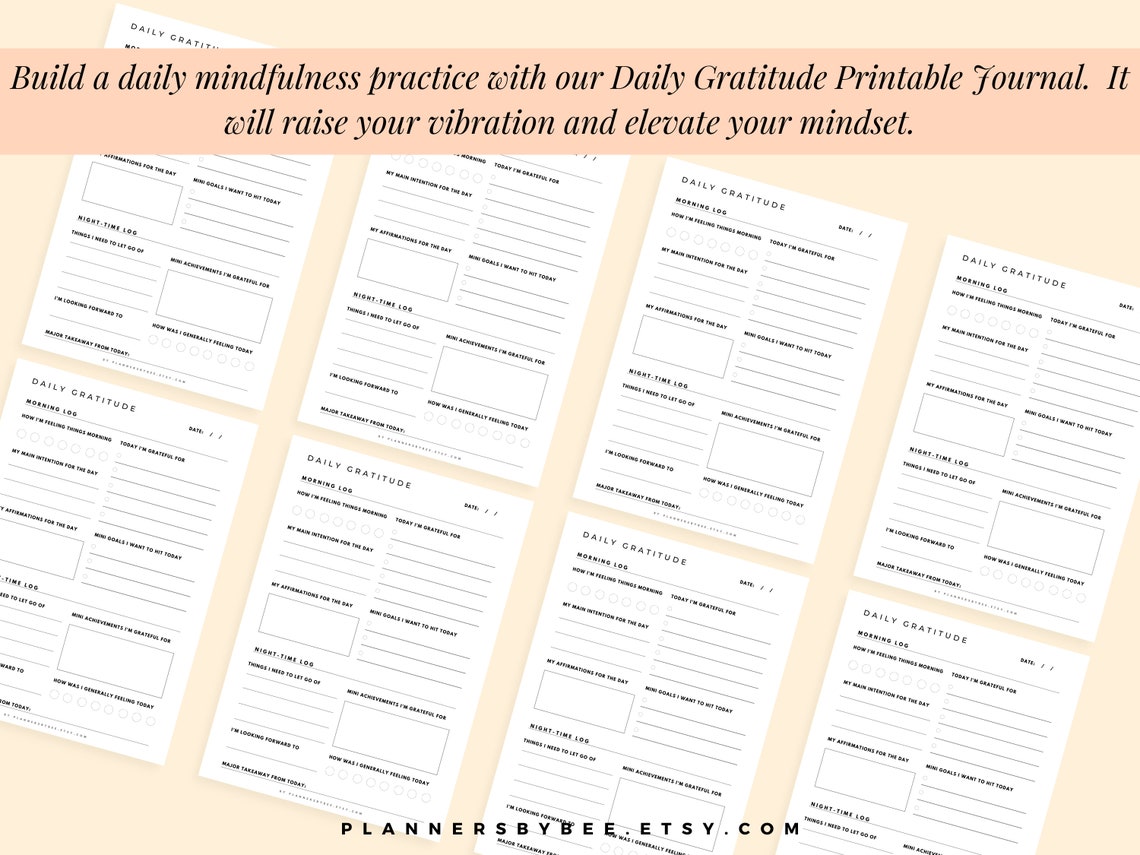 Gratitude Journal Printable Mindfulness Log Gratitude - Etsy