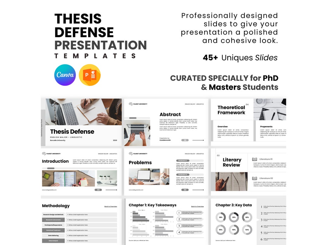 Thesis Defense Presentation, Dissertation Planner Slides Deck, Canva ...