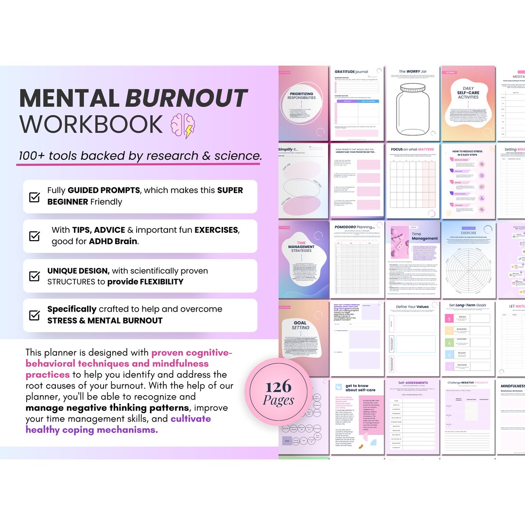 Anxiety Coping Journal, Mental Burnout Workbook, Stress Management ...