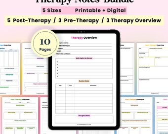 Therapy Notes, Therapy Session Log, Pre and Post Therapy Session Notes ...