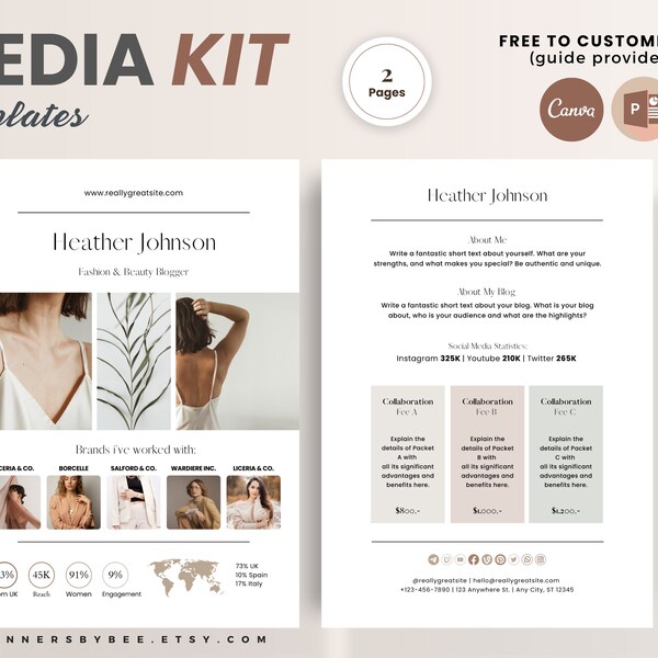 Influencer Instagram Rate Sheet - Etsy