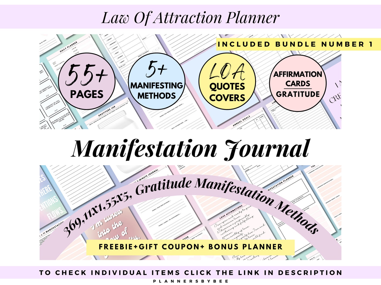 Law of Attraction Planner Bundle Manifestation Journal Prompts | Etsy