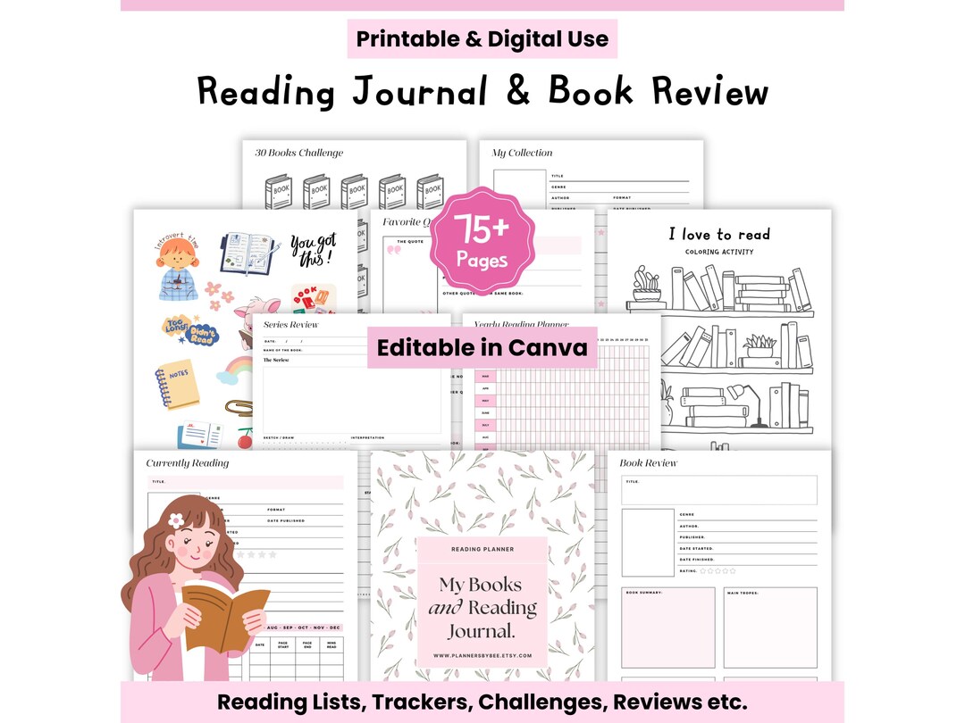 Printable Reading Tracker Journal, Reading Log, Book Tracker, Book ...