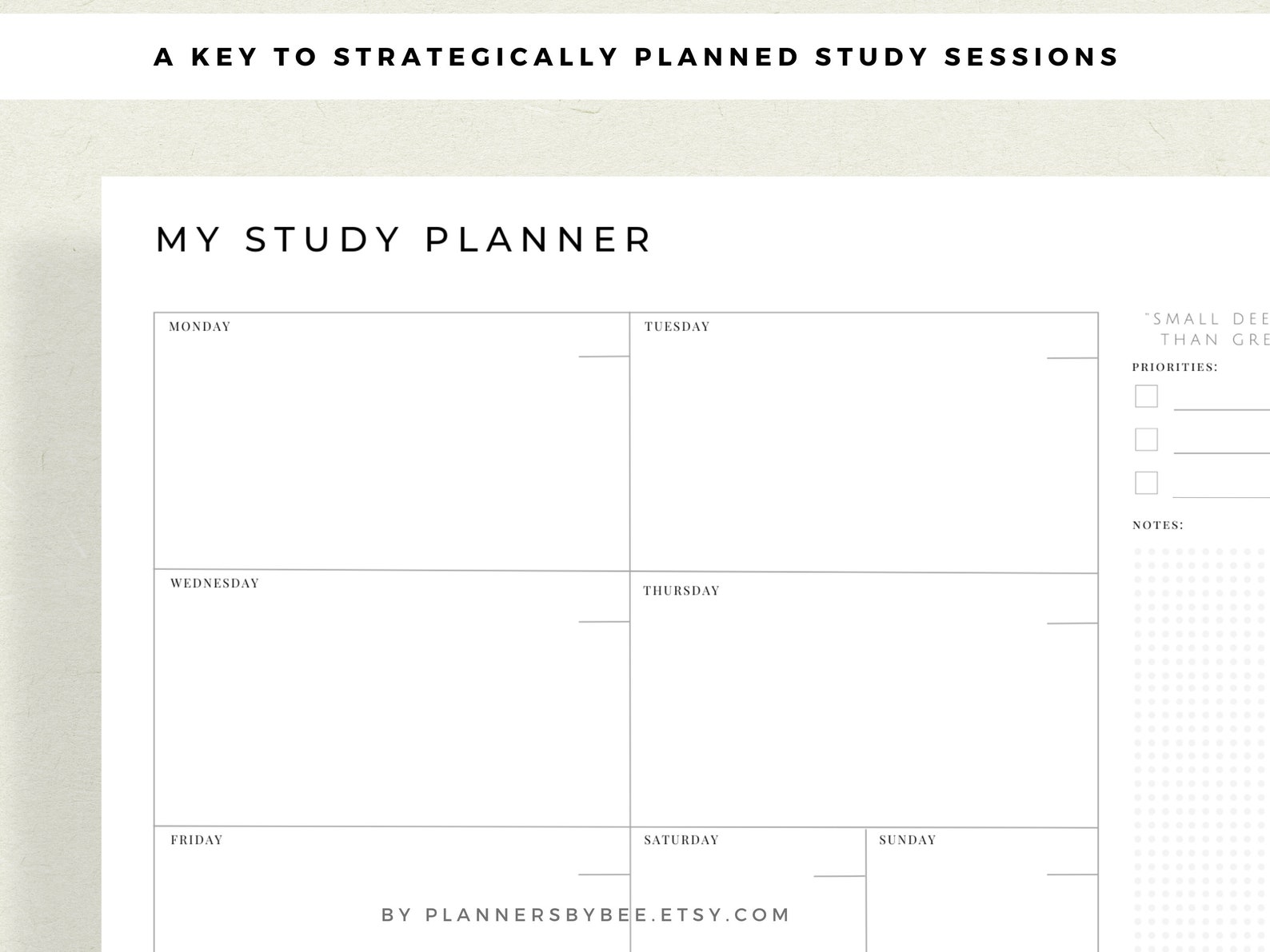 Weekly Student Planner Printable Study Planner Study | Etsy