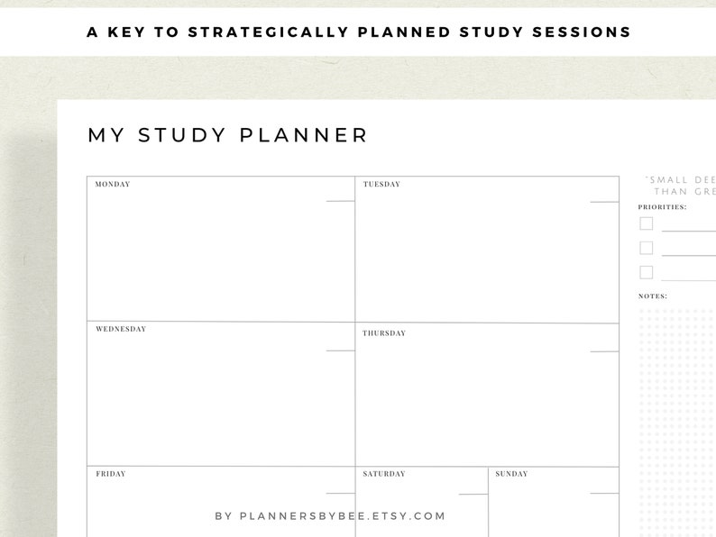 Weekly Student Planner Printable Study Planner Study | Etsy