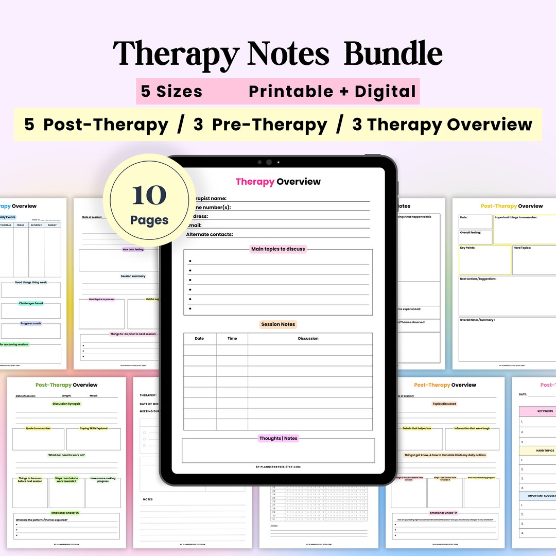 Pre and Post Therapy Session Notes, Therapy Tools, Therapy Overview ...